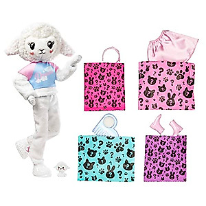 Barbie Cutie Reveal Doll with Blonde Hair & Lamb Costume, 10 Suprises Include Accessories & Mini Pet (Styles May Vary)