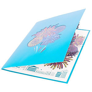 PopLife Fireworks 3D Pop Up New Years Card - NYE Popup, Happy Birthday, Independence Day Fourth of July, Congratulations Card - Fold Flat for Mailing - for Son, for Daughter, for Friend, for Co-worker