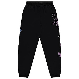 Disney Ladies Lilo and Stitch Joggers - Lilo and Stitch Varsity Athletic Jogger Sweatpants Lilo and Stitch Multi Print Sweatpants (Black, Large)