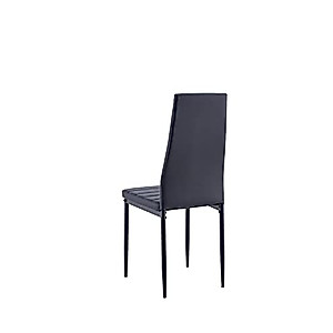 LCH, Black Room High Back, PU Leather Seat and Metal Frame, Kitchen Chairs Set of 4 Dining Roomchairs