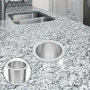 ABOOFAN Drop-in Trash Chute Stainless Steel Round Countertop Trash and Waste Chute Built-in Trash Can Waste Bucket Bottomless Embedded Trash Bin for Home Restaurant