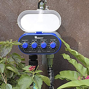 Yardeen Watering Hose Sprinkler Timer Garden Irrigation System Controller Electronic Water Timer with Two Outlets Color Blue
