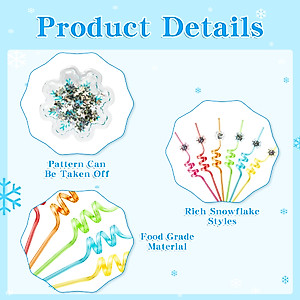 BkeeCten 24PCS Christmas Party Favors Xams Drinking Straws Snowflakes Plastic Reusable Straw with 2 PCS Cleaning Brushes Xmas Gifts for Kids Winter Holiday Birthday Classroom Party Decoration Supplies