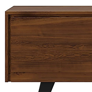 SIMPLIHOME Lowry 63 inch Wide Modern Industrial TV Media Stand in Walnut For TVs up to 70 inches for the Living Room and Entertainment Center