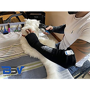 BSV Kevlar Cut, Scratch, Stab, Bite, Heat Resistant Mechanic Arm Protection Sleeves with Finger Opening -Unisex- 18 Inches, Black,1 Pair