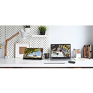 HP E14 G4 FHD (1920 x 1080) Portable Travel Monitor Bundle with 2 USB Type-C, Black Marble Bluetooth Folding Wireless Keyboard, and Black Pebble M355 Bluetooth Wireless Mouse