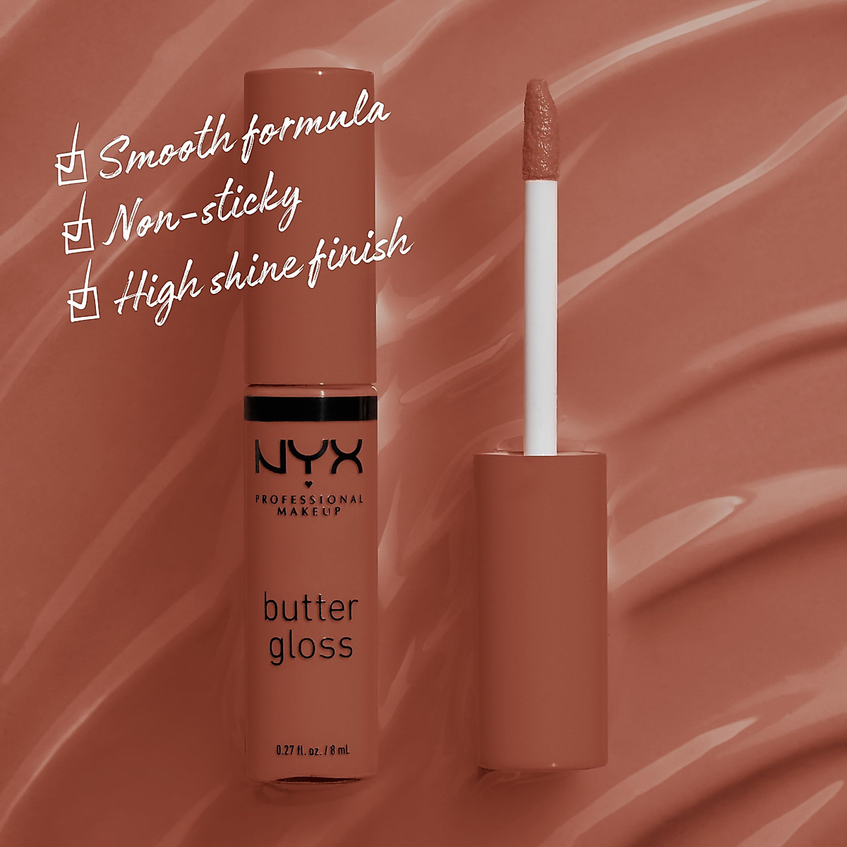 NYX PROFESSIONAL MAKEUP Butter Gloss, Non-Sticky Lip Gloss - Bit Of Honey (Peach Nude)