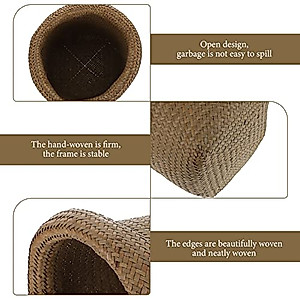 YARNOW Rattan Waste Basket Straw Woven Basket Trash Can Garbage Container Bin Dried Flower Bucket for Bathrooms Kitchens Home Offices M Orange, 26X26X26CM, (HI04CF350E8OHB8CFCS913P6)