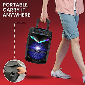 Pyle Portable Bluetooth PA Speaker System - 800W Rechargeable Outdoor Bluetooth Speaker Portable PA System w/ 12” Subwoofer 1” Tweeter, Recording Function, Mic In Party Lights USB/SD Radio- PPHP1242B