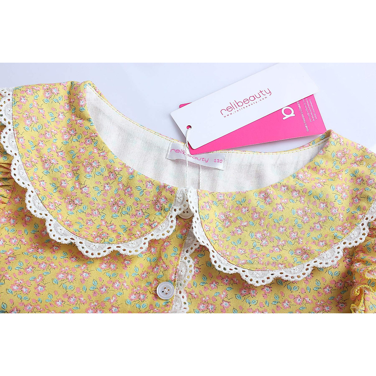 ReliBeauty Pioneer Girl Costume Colonial Prairie Dress Yellow 150