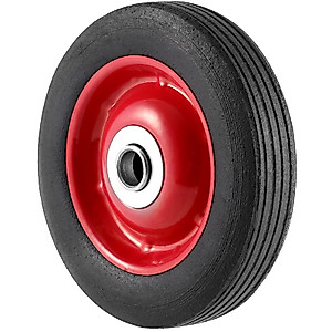 MUKLEI 5 Pack 6 x 1.2 Inch Solid Rubber Flat Free Tire, Hand Truck Wheel with Ball Bearing and 5/8 Inch Axle Diameter, Solid Rubber Wheel, 350 lbs Capacity