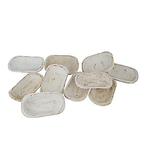 Rustic Dough Bowl Wood Handmade-5-6 x 9-10 x 1.5-2 in- Mini Dough Bowl Candles - Mini White Dough Bowls (Quantity-15)