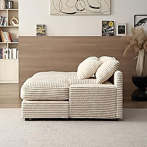 ERYE 74.8" Luxury Twin Chaise Daybed Sofa Couch for Living Room,Modern Corduroy Upholstery Lounge Love Seat Sleeper Sofabed with 6 Piilows