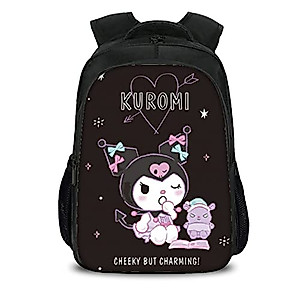 Gengx Little Girls Kuromi Schoolbag Cute Travel Backpack-Back to School Student Book Bag Lightweight Daypack, One Size