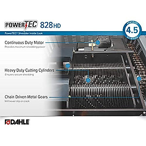 Dahle PowerTEC 828 HD Hard Drive and Paper Shredder, Cross Cut, Shreds 3.5" Hard Drives, CDs/DVDs, Paper, Chain Driven 4.5 Hp Motor, P-3 Security/H-4