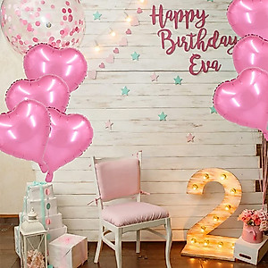 BEISHIDA 30 pcs18inch Pink Heart Shape Foil Mylar Balloons for birthday party decorations, Wedding decorations, engagement party, celebration, holiday, show, party activities.