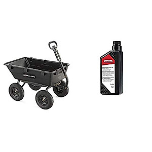 Gorilla Carts Heavy-Duty Poly Yard Dump Cart | 2-in-1 Convertible Handle, 1200 lbs Capacity | GOR6PS Model & Oregon 54-026 Bar and Chain Oil, 1 Quart