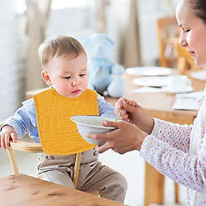 YCHWFF Muslin Baby Bibs 6 Pack Baby Bandana Drool Bibs Cotton for Unisex Boys Girls, 6 Solid Colors Set for Teething and Drooling…