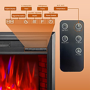 AckMizz Electric Fireplace Insert, 26 Inch Recessed Fireplace Heater in Wall with Remote Control, Adjustable Flame Brightness & Speed, 750W/1500W, Black (26" W X 22" H)