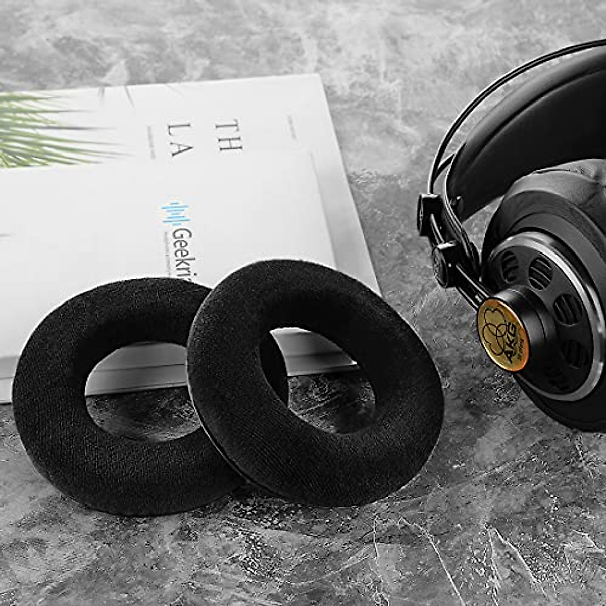 Geekria Comfort Velour Replacement Ear Pads Compatible with AKG K240, K240S, K240 Studio, K240 MKII, K241, K270, K271, K272 Headphones Earpads, Headset Ear Cushion Repair Parts (Black)