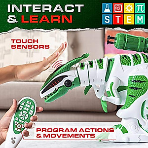 Power Your Fun Intellisaur Remote Control Dinosaur Robot for Kids and Robo Pets T-Rex Dinosaur Toy for Boys and Girls -Interactive Electronic Pets for Boys and Girls with Touch Sensors, LED Light Eyes