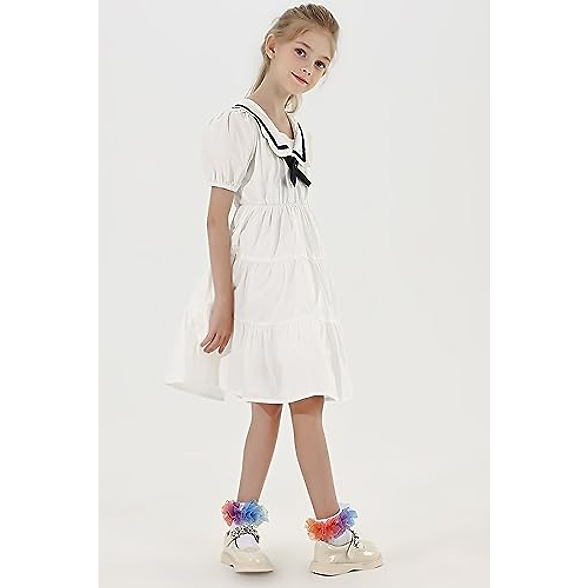 WEIDUAINI Baby Girls Cotton Double Lace Turn Cuff Socks With Big Ruffles for Infant Toddlers and Kids (3 Pairs, Multicolor, 1-3 Years)