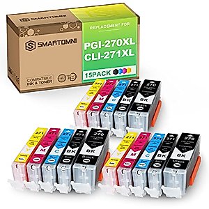 S SMARTOMNI PGI270XL CLI271XL Compatible Ink Cartridges Replacement for Canon 270XL 271XL PGI-270XL CLI-271XL use for Canon PIXMA MG5720 MG5721 MG5722 MG6820 MG6821 MG6822 TS6020 TS5020(15 Pack)