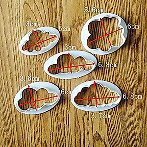 Palksky Cloud Fondant Cutter Fluffy Cloud Plastic Cookie Cutter Cake Mold Sugar Craft Mold Cake Decorating Tools(5PCS)