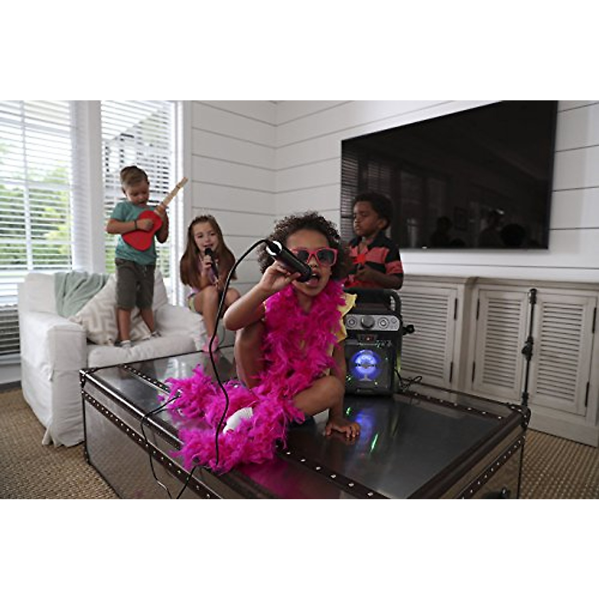 Singing Machine SML682BTBK Groove Cube Karaoke Player with Bluetooth and Echo Control, Battery Powered, Black