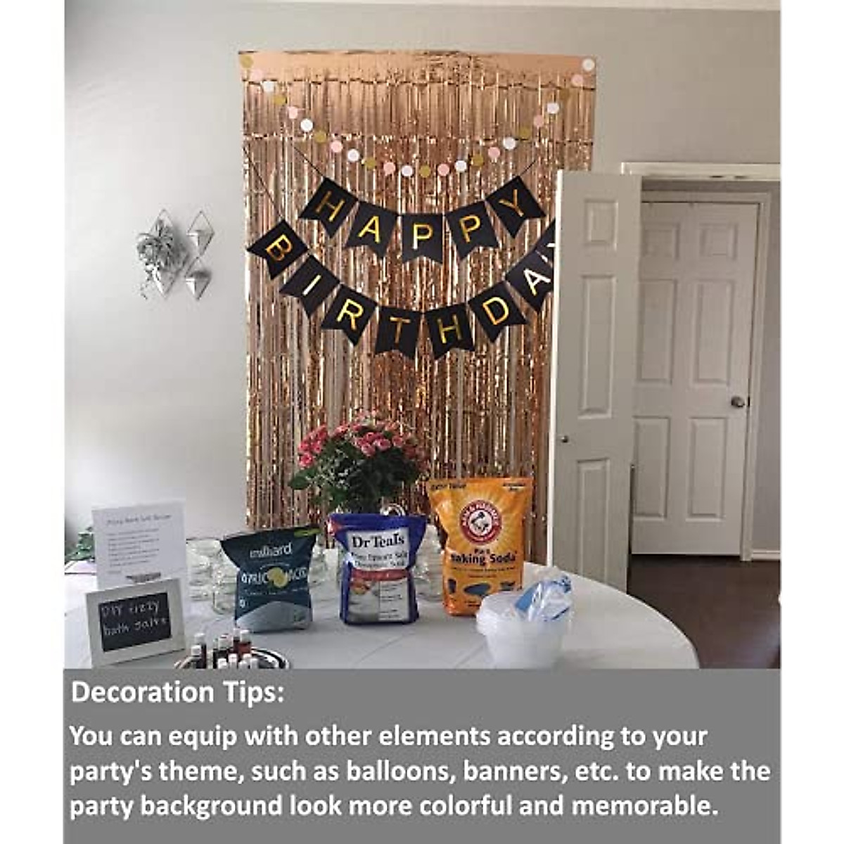 Vanujoy 3 Pack Champaign Gold 3.3ft x 6.6ft Tinsel Foil Fringe Backdrop Curtains for Birthday Anniversary Retirement Party Decorations