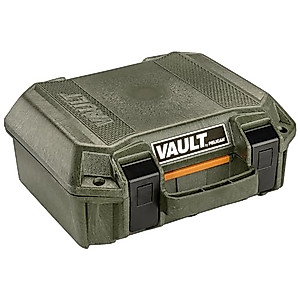 Pelican Vault - V100 Multi-Purpose Hard Case with Foam for Camera, Drone, Equipment, Electronics, Sportman's Pistol Case, and Gear (OD Green)