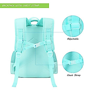 Unicorn Backpack and Lunch Box for girls School Backpack for Girls Unicorn Bookbag Set with Chest Strap Lunch Box and Pencil Bag Preschool Kindergarten Backpack Set