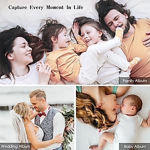 Spbapr Photo Album Self Adhesive 3x5 4x6 5x7 8.5x11 Magnetic Scrapbook 11 x Width 10.6 (Inches) 40 Pages Linen Cover DIY Photo Album with A Metallic Pen