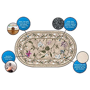Brumlow Mills Butterfly Floral Area Rug for Kitchen, Dining, Living Room, Bedroom, Doorway Mat or Home Accent Carpet, 30" x 46", Opal