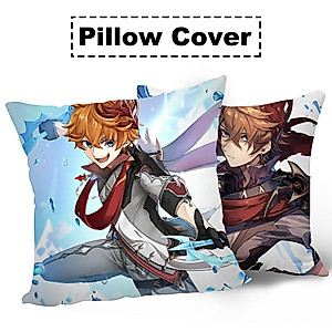 Genshin Impact Merch Box - Including Doll, Pillowcase, Hanging Picture, Acrylic Stand, Amulet, Keychain, Bell Pendant, 2 Brooch,30 Lomo card, 50 Sticker (Tartaglia), 25cmx20cmx7cm (BOX-YS001)