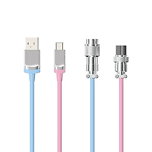 YUNZII Keynovo V2 Coiled Keyboard Cable with Aviator USB Cable for Type-C Mechanical Gaming Keyboard (Sakura)