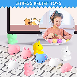 POKONBOY 30 PCS Squishies Mochi Toys, Mini Kawaii Squishy Animals Squeeze Stress Relief Toys Easter Basket Stuffers Easter Theme Party Favors Easter Egg Filler for Kids