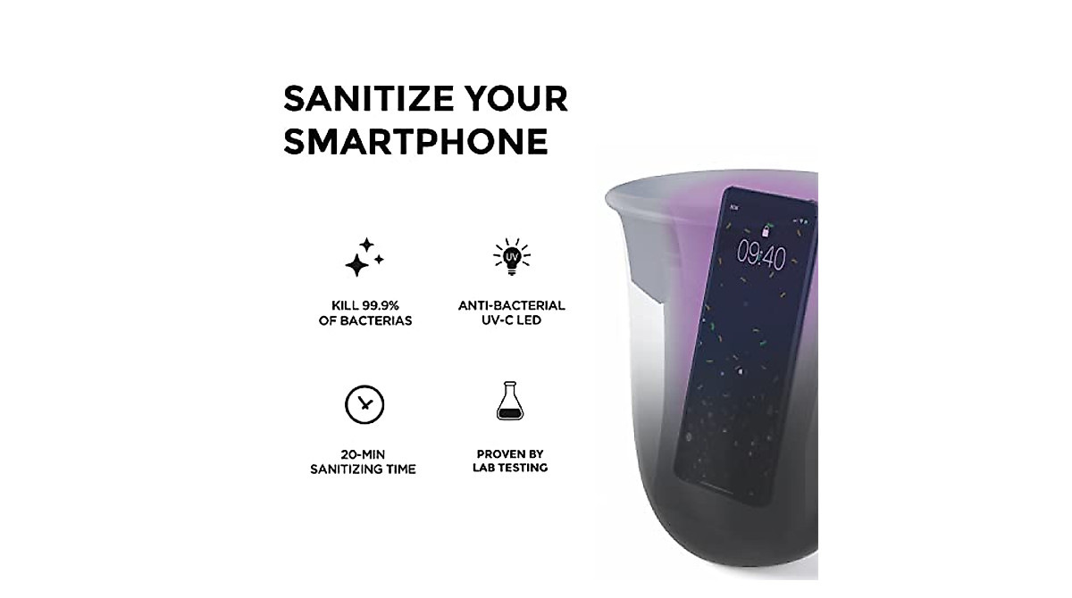 Lexon OBLIO Wireless Phone Charger with UV Light Sanitizer, QI ...