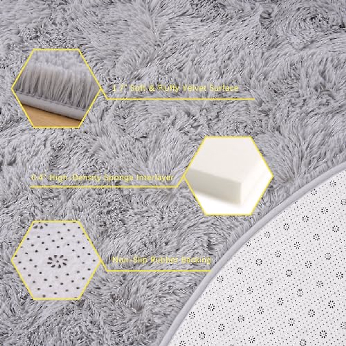 Unirea Fluffy Runner Rugs for Bedroom Living Room,2x6 Hallway Runner Rugs, Non Slip Soft Shaggy Bedside Rug Carpet for Dorm Kids Nursery Girls Room Home Decor,Grey