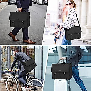 Laptop Bag 15.6 Inch Laptop Messenger Bag Waterproof Laptop Briefcase for Men Women Large Lightweight Shoulder Bag Computer Bag for Work Business Travel College, Black