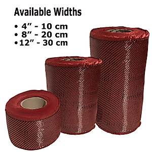 4" x 10 FT Red - Kevlar FABRIC-2x2 Twill WEAVE-3K/220g