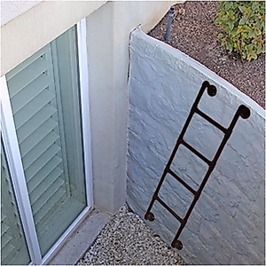 Basement Escape Ladder – 40 45 50 55 60 65 70 inch Ladders for Egress Basement Window Well Covers Outside, Small Ladder for Fire Emergency Home Safety, Ladder for Egress Window Wrought