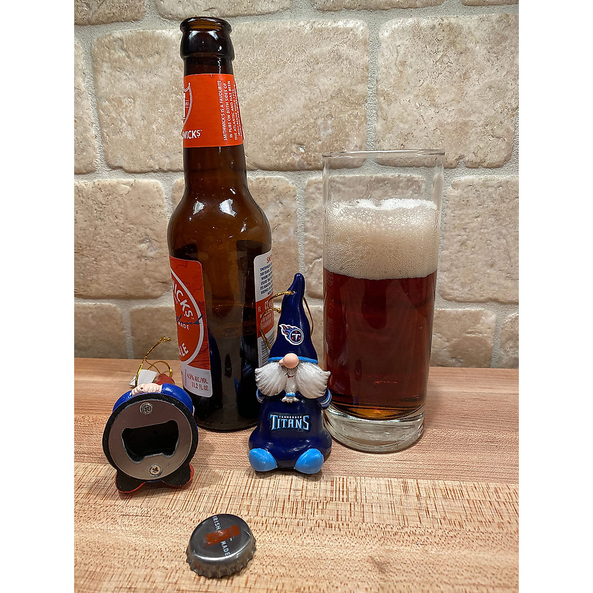 Tennessee Titans NFL Gnome Bottle Opener with Hanging/Cord - Great Gift/Accessory for Any Man Cave, Den, Tailgating Cooler, Bar or even a Christmas Tree - Your Gnomie Hangs Almost Anywhere