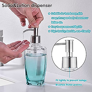 Rzoeox Bathroom Accessory Set, Lead-Free Glass 5-Piece Bath Ensemble Gift Includes Soap Dispenser,Toothbrush Holder, Tumbler, Soap Dish for Home, Office, Superior Hotel, Gradient Lake Green