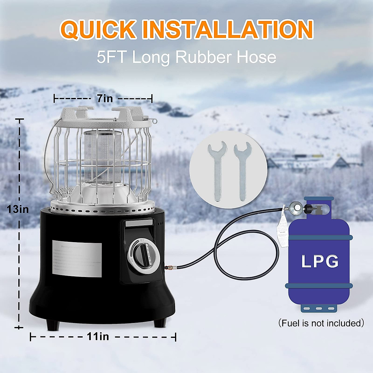 AKUSAKO Upgraded Propane Heater - Portable Tent Heater, Camping Gas Heater and Stove, Patio Heaters with Pressure Reducing Valve for Outdoor/Indoor Ice Fishing Hiking Hunting Survival Emergency,Black