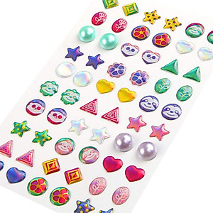 AUGSUN 240 Piece Sticker Earrings 3D Gems Sticker Girls Sticker Earrings Self-Adhesive Glitter Craft Crystal Stickers