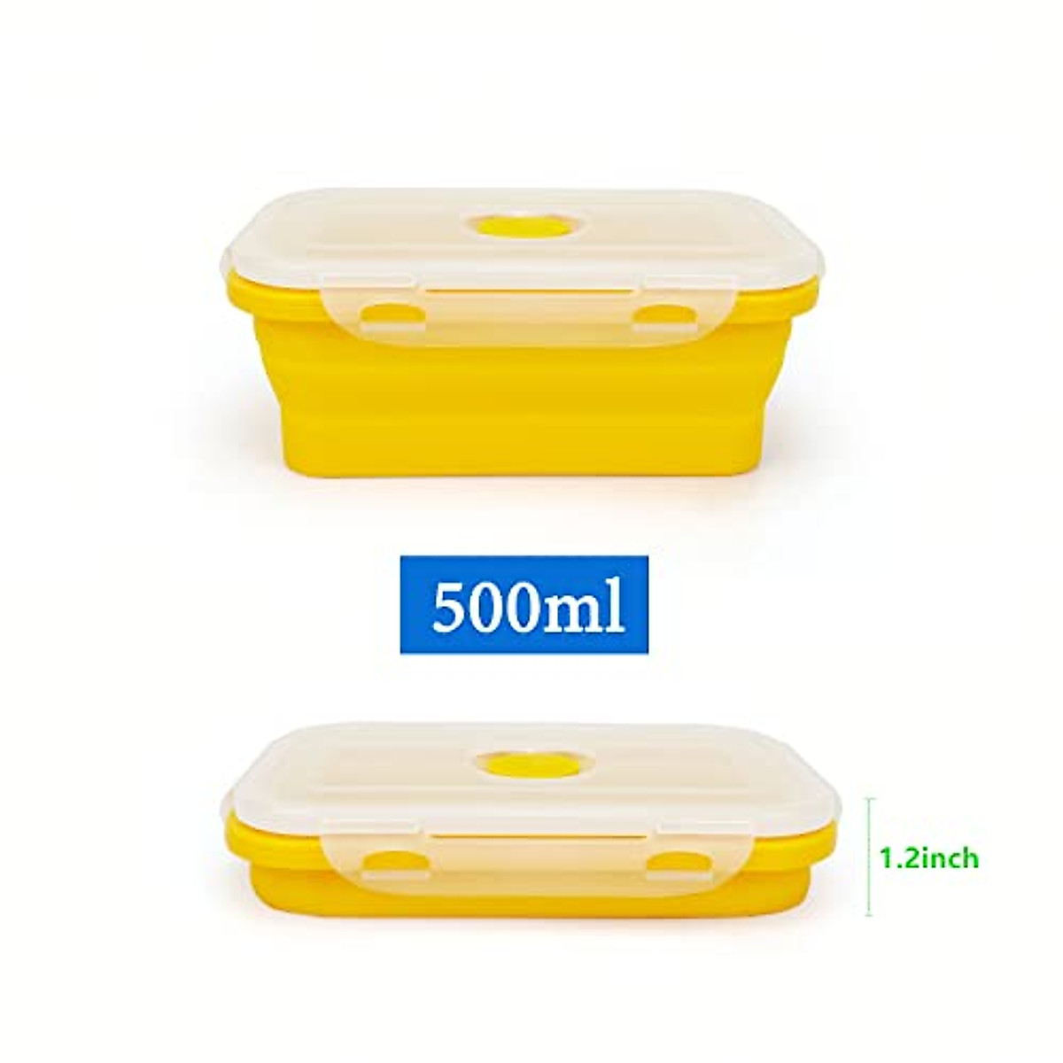 Lunbengo Camping Travel Collapsible Food Storage Container with Lids, Stackable Silicone Storage Containers Meal Prep Containers with Ideal Portion 350ml-540ml-800ml, Microwave Safe,3Piece