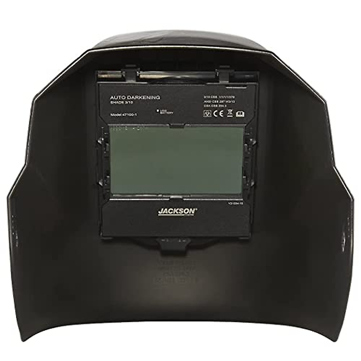 Jackson Safety Premium Auto Darkening Welding Helmet 3/10 Shade Range, 1/1/1/1 Optical Clarity, 1/25,000 sec. Response Time, 370 Speed Dial Headgear, 6 Feet Under Graphics, Black/Grey/White, 47100