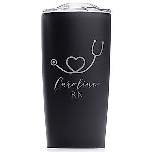 Lifetime Creations Engraved Personalized Nurse Stainless Steel Tumbler with Lid 20 oz (Black) - Custom Nurse Gift, Doctor, Healthcare Worker, RN Coffee Travel Mug