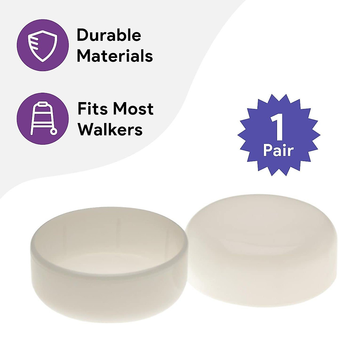 Walker Glide Caps, 2 Pairs - Walker Slides Glides for Easy and Quiet Gliding - Premium Walker Accessories for Seniors